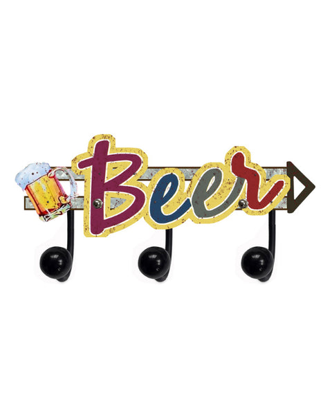 Men's Republic Retro Sign with 3 Hanging Hooks - Beer